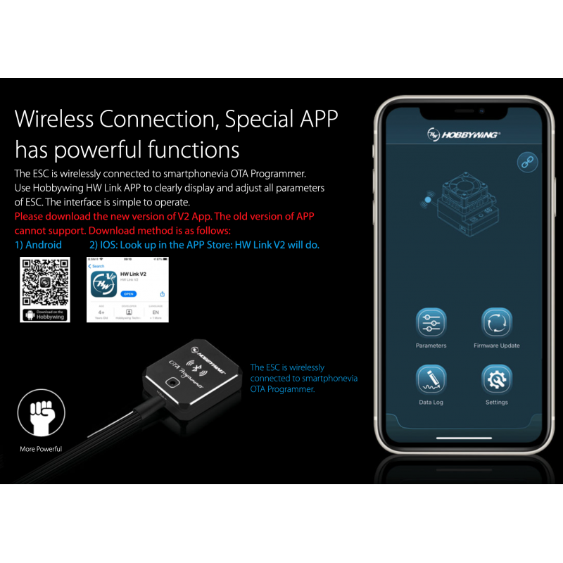 Hobbywing 30850400 OTA Programmer - Modulo Programmazione Bluetooth